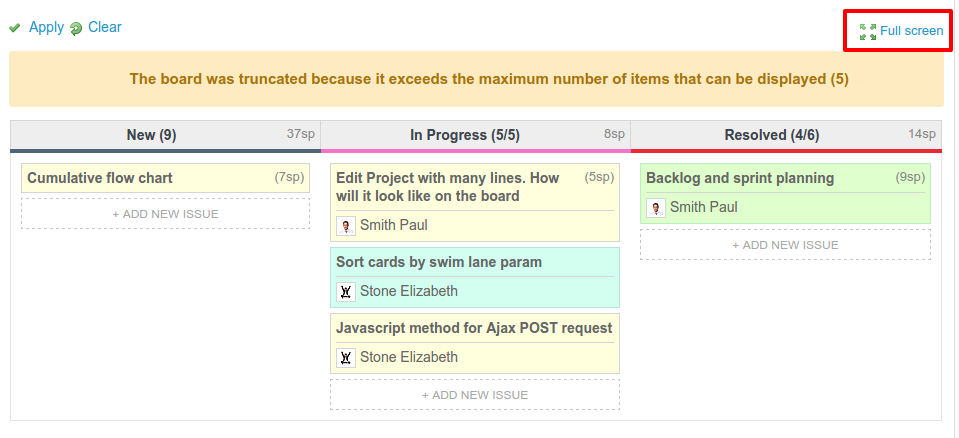 Fullscreen mode | RedmineUP Help | Agile plugin documentation